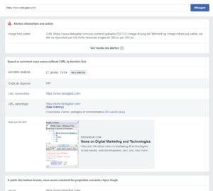 Facebook debugger : how to use the opengraph share
