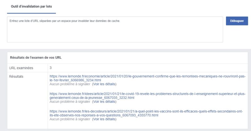Facebook debugger : how to use the opengraph share
