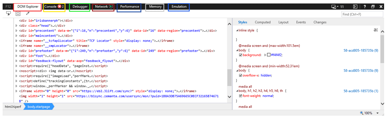 Internet Explorer Debug Tutorial Debugbar