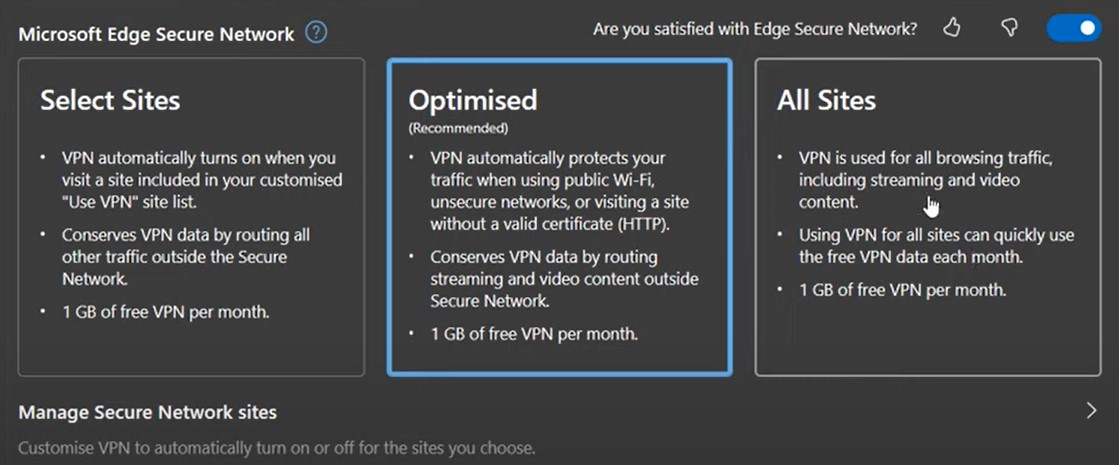 Edge Secure Network: Microsoft Edge amplifies integrated VPN capability ...